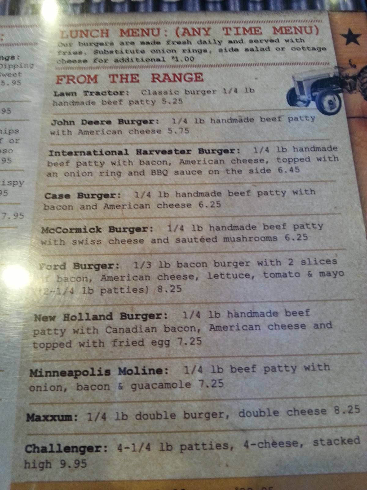 Menu at Rusty Tractor steakhouse, Kensington, 410 N Main St