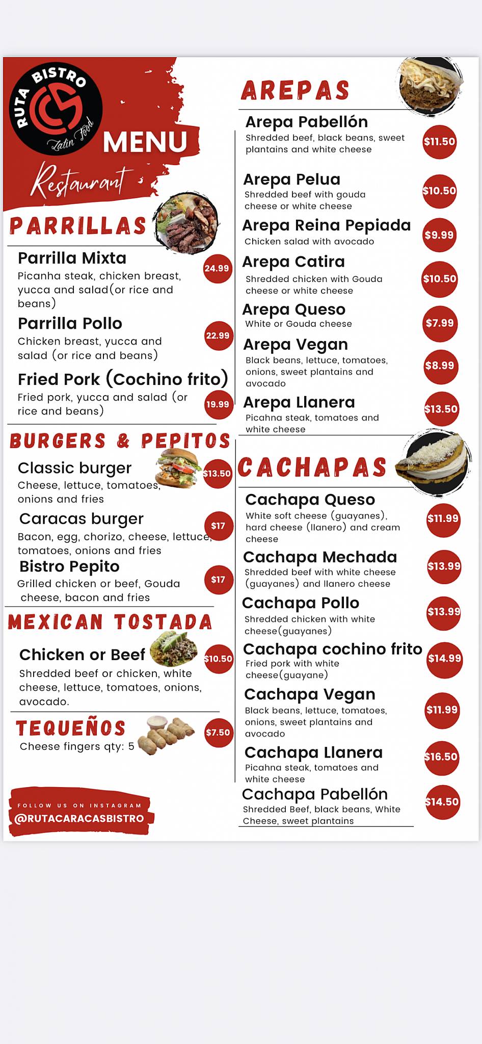 Carta del restaurante Ruta Caracas Bistro - Miami, Miami