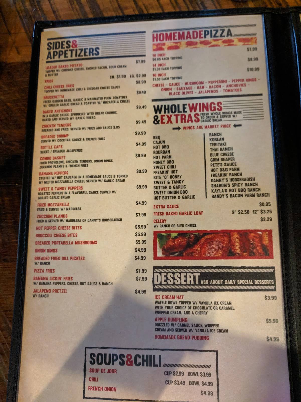 Menu at Rye's Bar & Restaurant, Brownsville