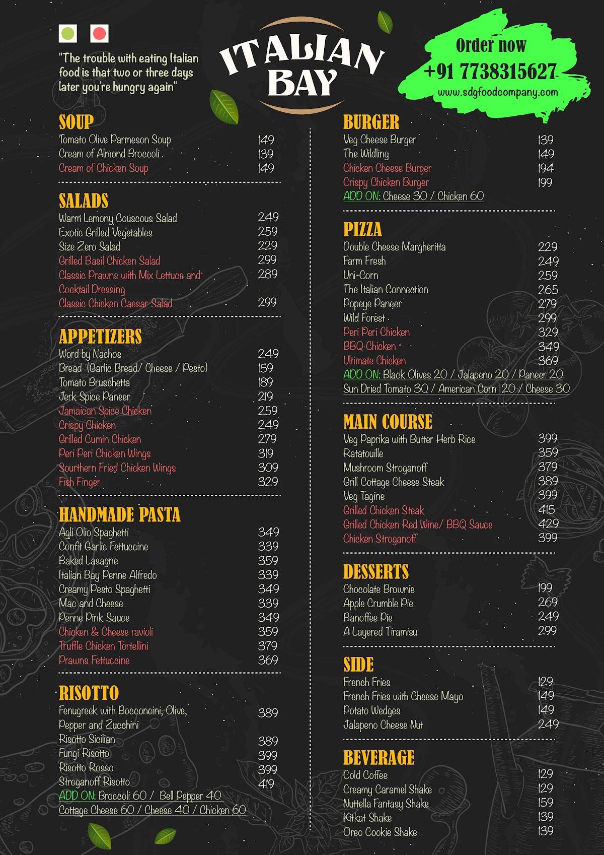 Menu at Italian Bay & Vegan Bay, Mumbai