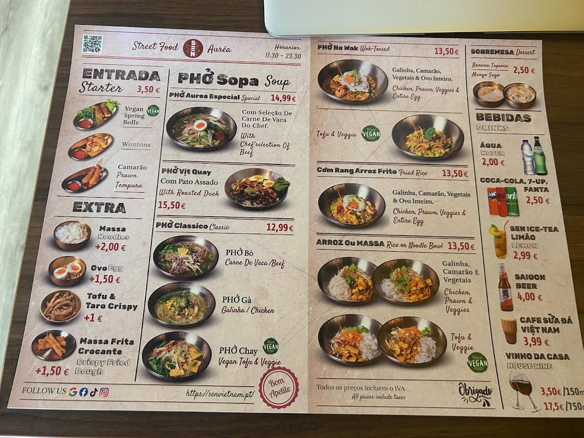 Menu at SEN Aurea - Viet Street Food restaurant, Lisbon