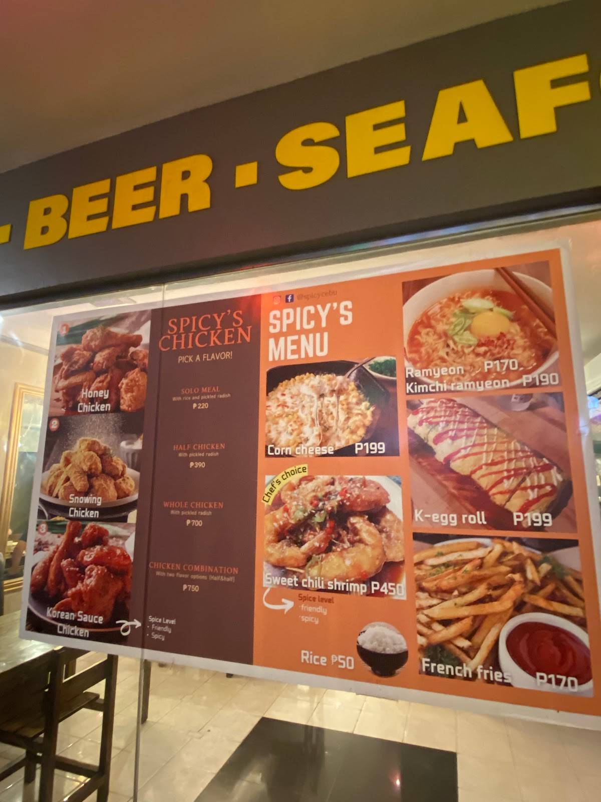 Menu at SPICY Restaurant Samgyeopsal & Chicken, Cebu City