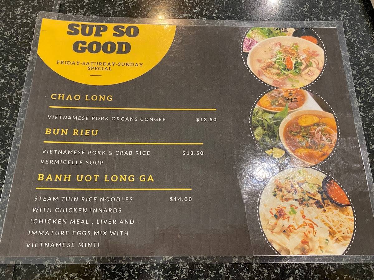 Menu at SUP SO GOOD restaurant, Northbridge