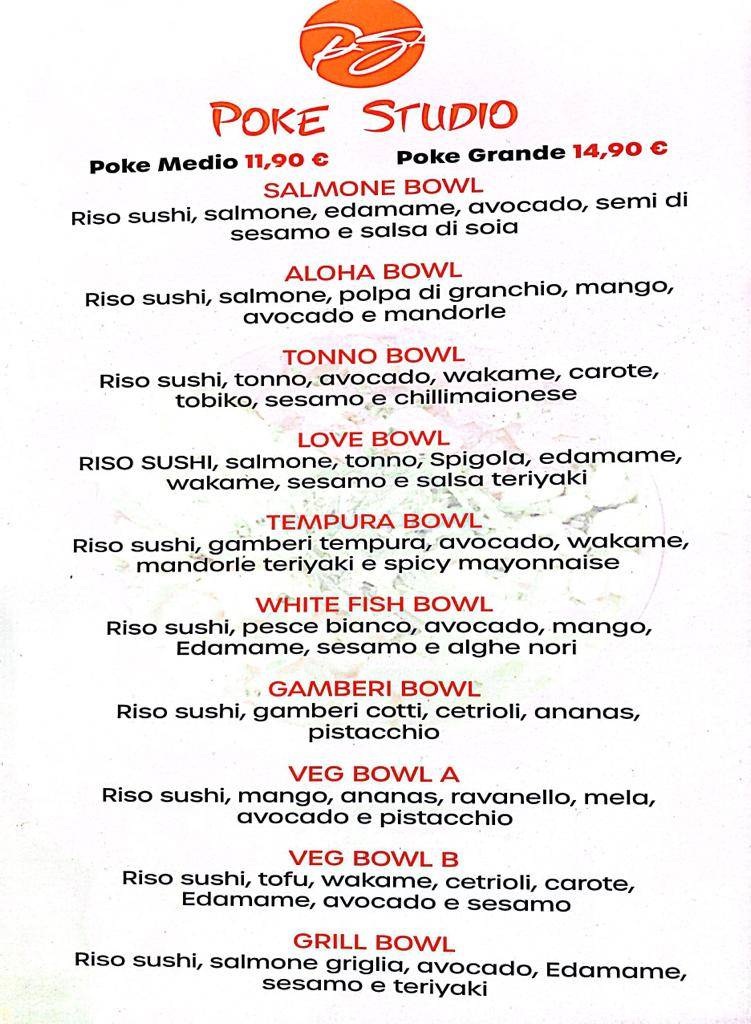 Menu au SUSHI STUDIO restaurant, Rome