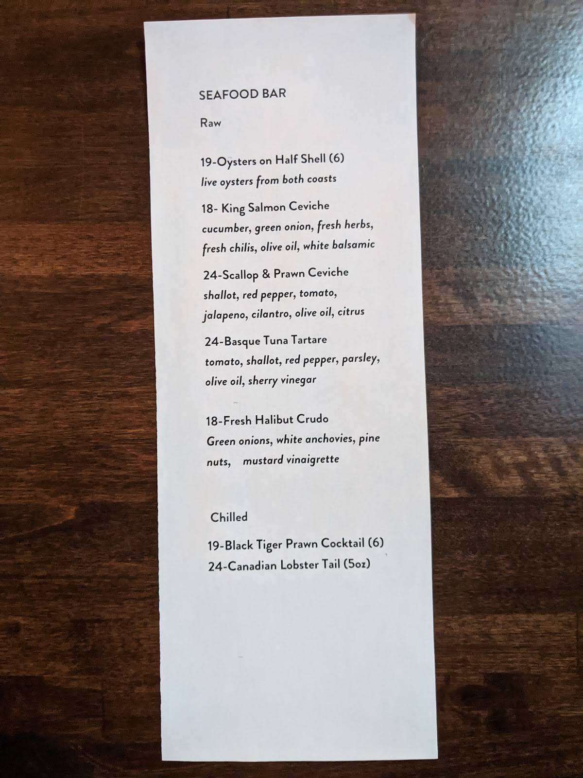 Menu at Sabor Restaurant, Edmonton