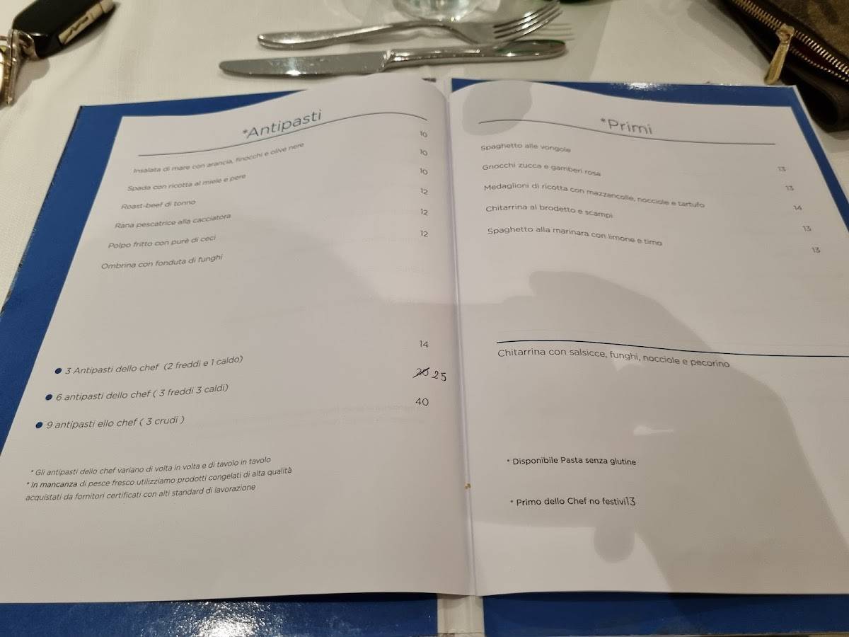 Menu at Sabya Beach restaurant, Grottammare, Lungomare Alcide de Gasperi