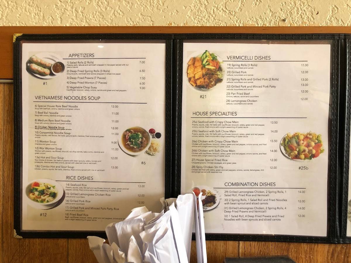 Menu at Saigon Garden restaurant, Parksville