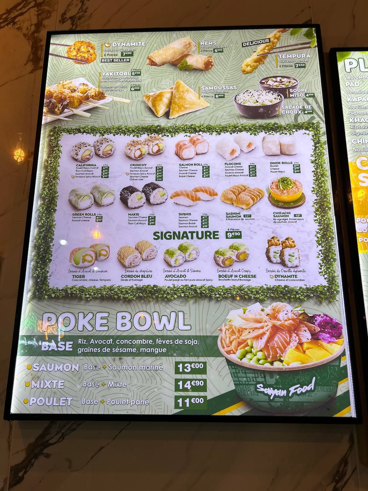 Carta del restaurante Saiyan Food, Argenteuil