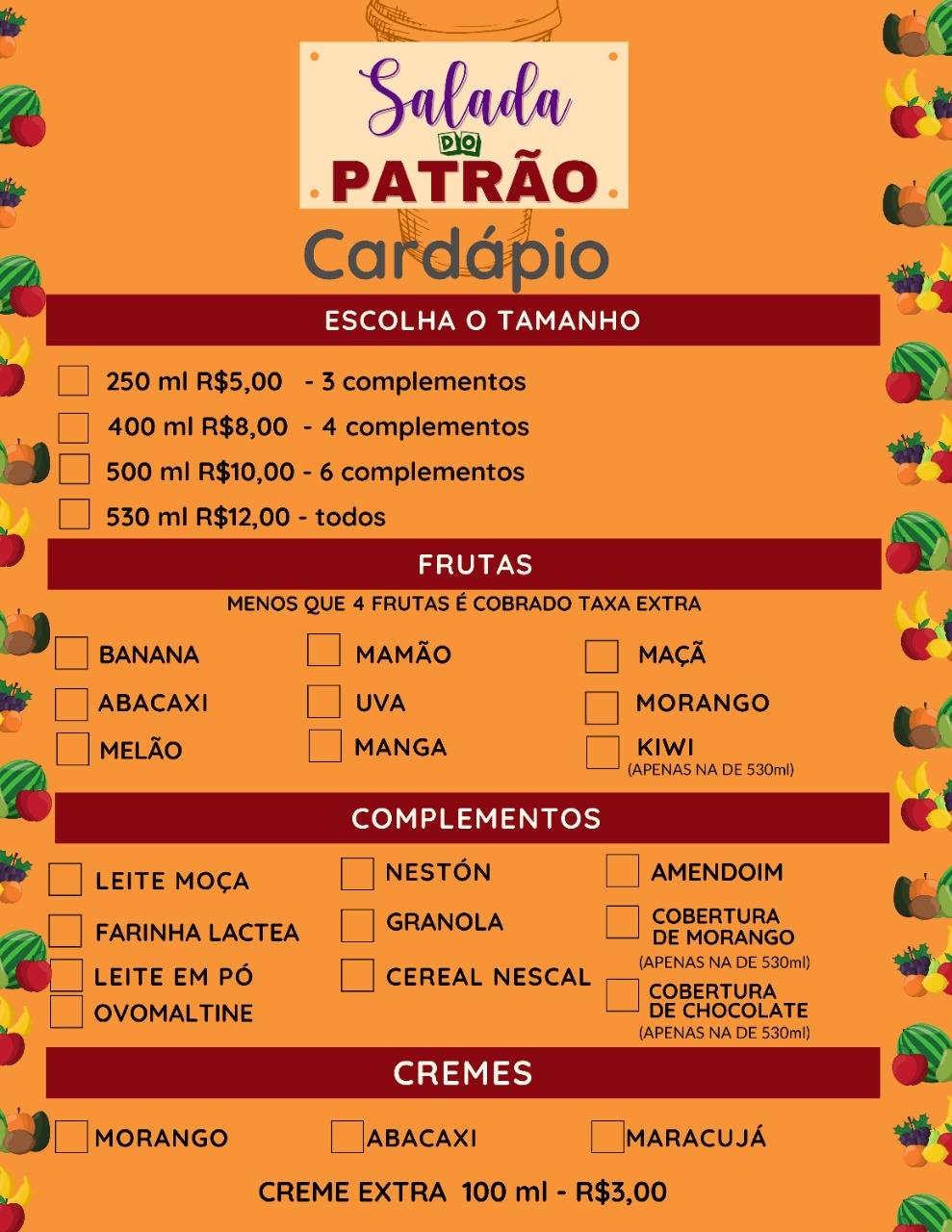 Menu em Salada do patrão restaurante, Fortaleza