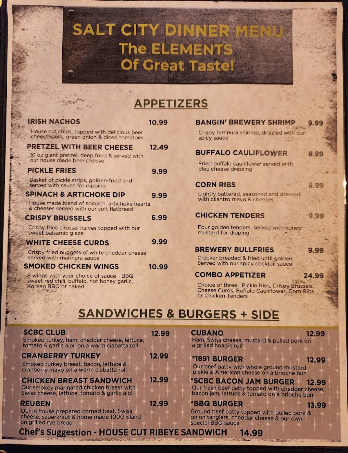 Menu at Salt City Brewing Company pub & bar, Hutchinson