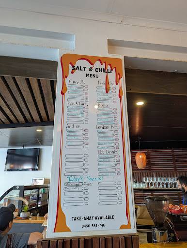 Menu at Salt and Chilli restaurant, Launceston
