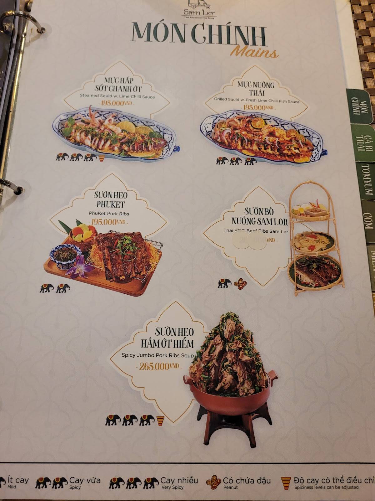 Menu at Sam Lor Thai Restaurant Nha Trang, Ninh Hòa