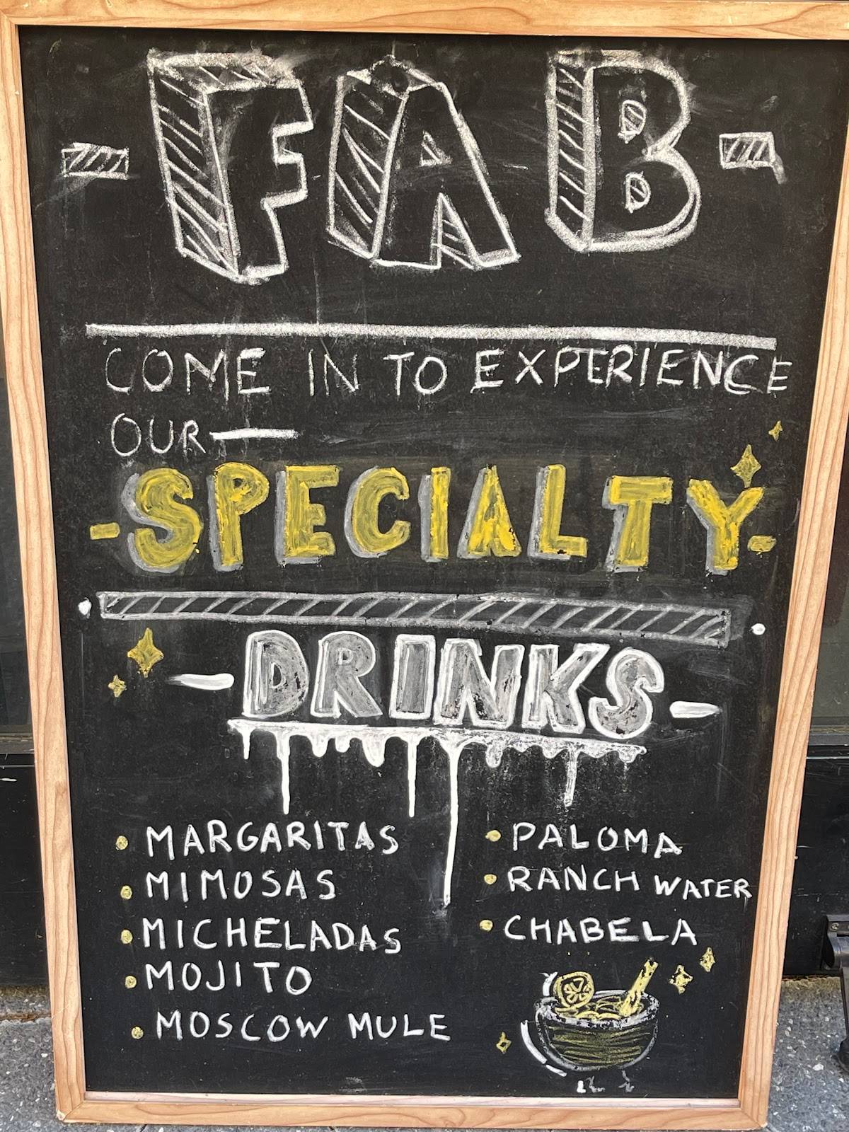 Menu at The FAB pub & bar, San Jose