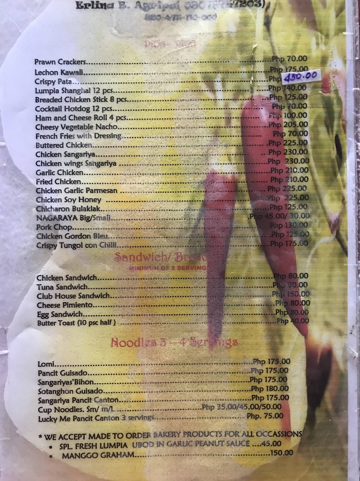 Menu at Sangariya Resto Bar, Legazpi City, P-4