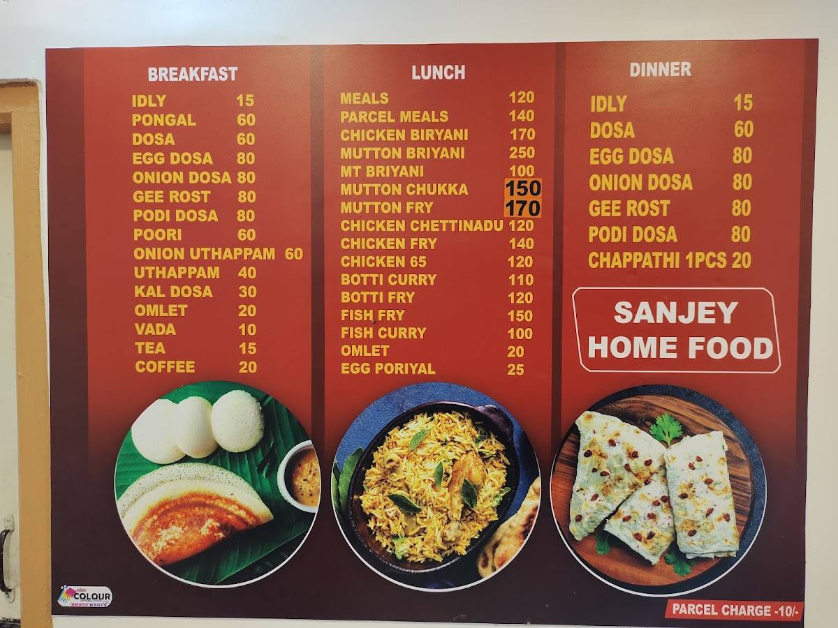 Menu at Sanjay Home Food, Kodaikanal