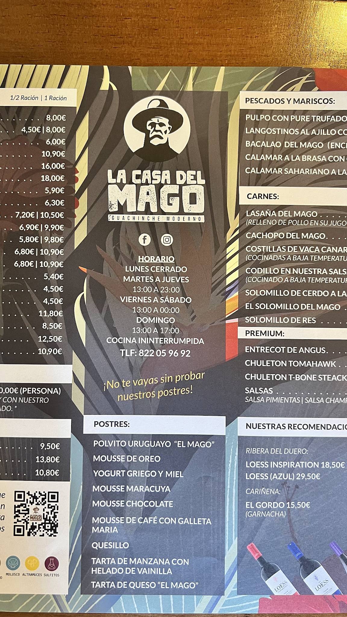 Menu at La Casa del Mago Guachinche Moderno restaurant, San Cristóbal ...