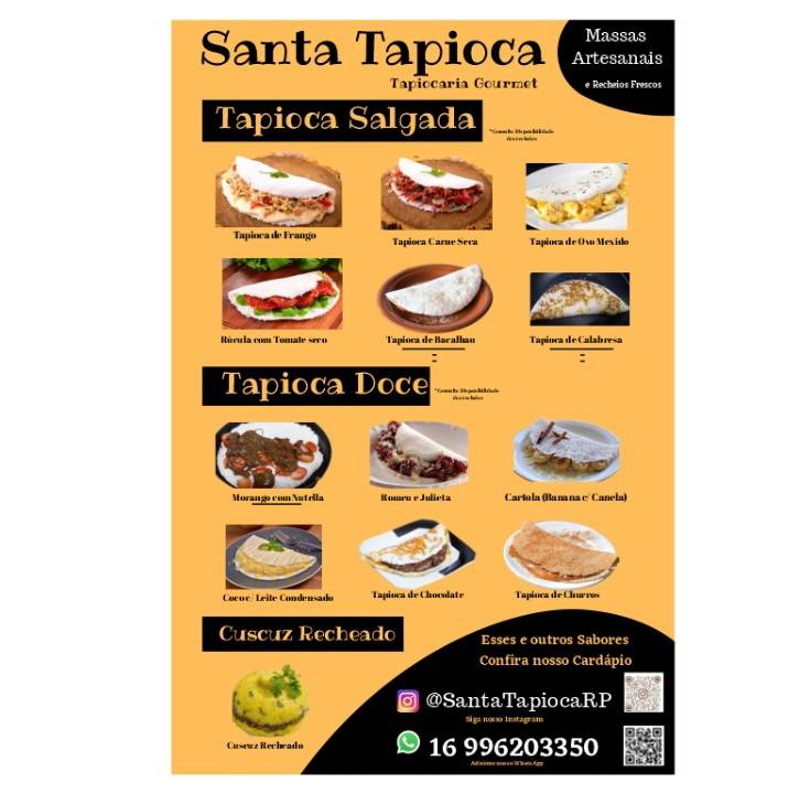 Menu at Santa Tapioca - Tapiocaria Gourmet restaurant, Ribeirão Preto