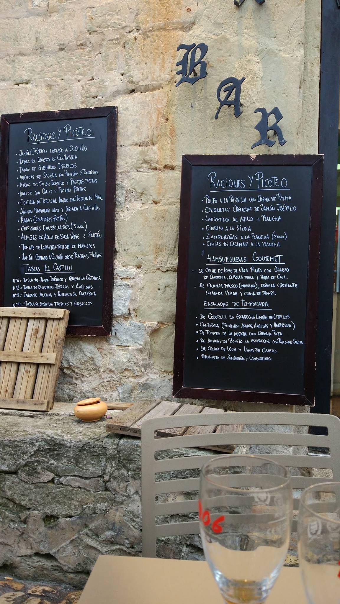 Carta de Restaurante El Castillo, Santillana del Mar