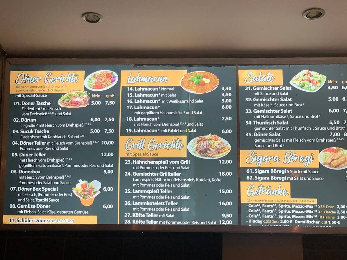 Speisekarte von Sara Döner Kebab Haus restaurant, Essen