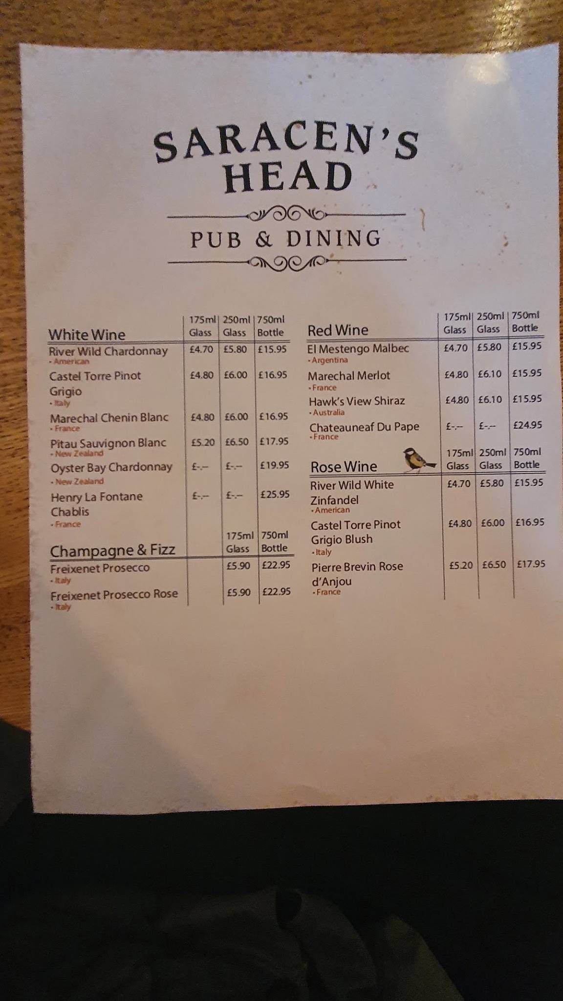 Menu at Saracens Head pub & bar, Lymm, Paddock Ln