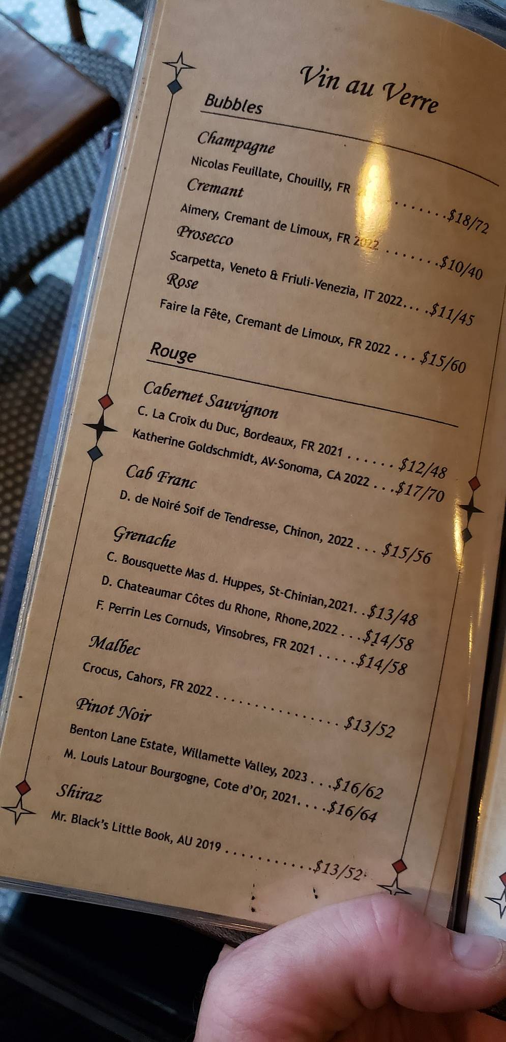 Menu at Circa 1875 pub & bar, Savannah