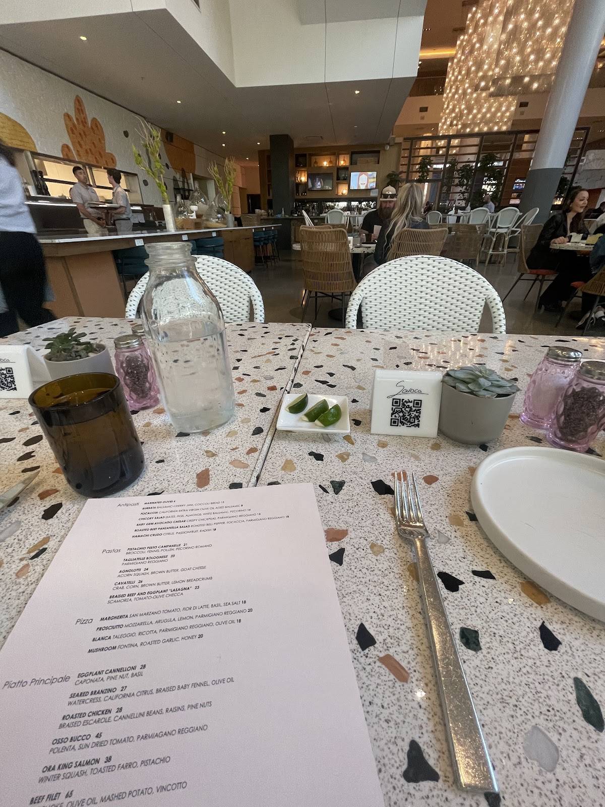 Menu at Savoca restaurant, Los Angeles