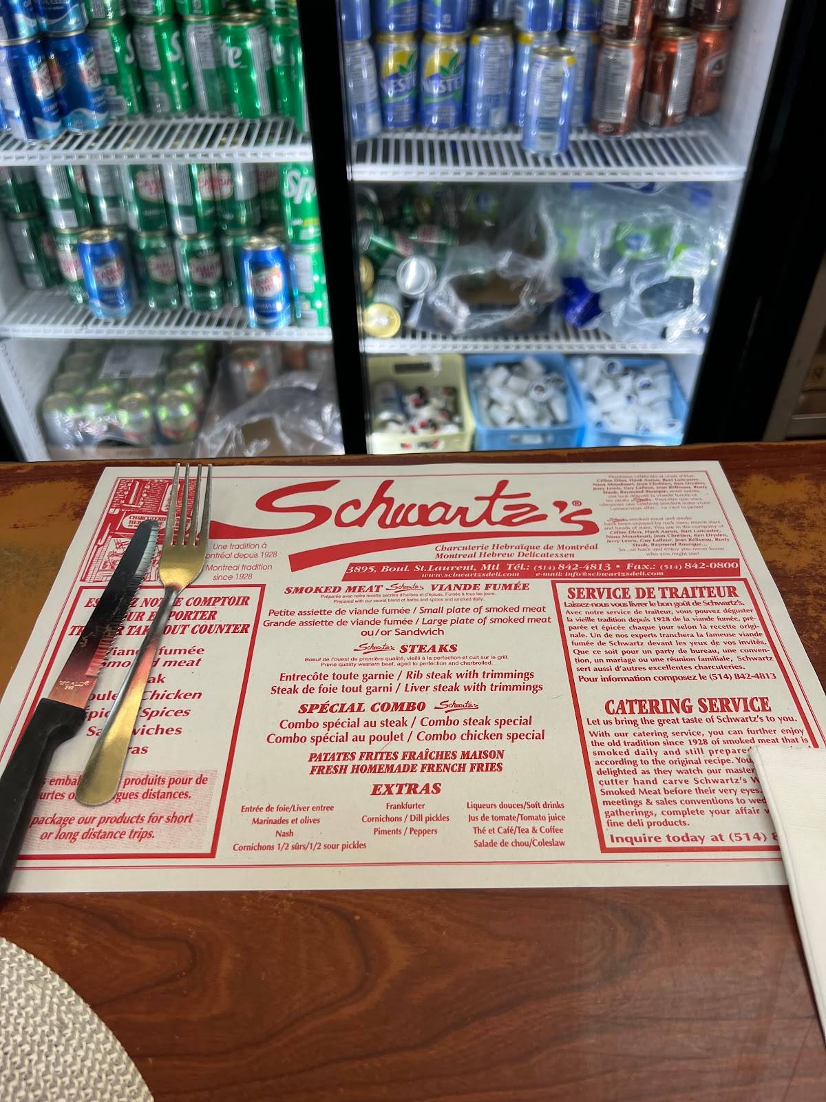 Menu at Schwartz's Deli restaurant, Montréal