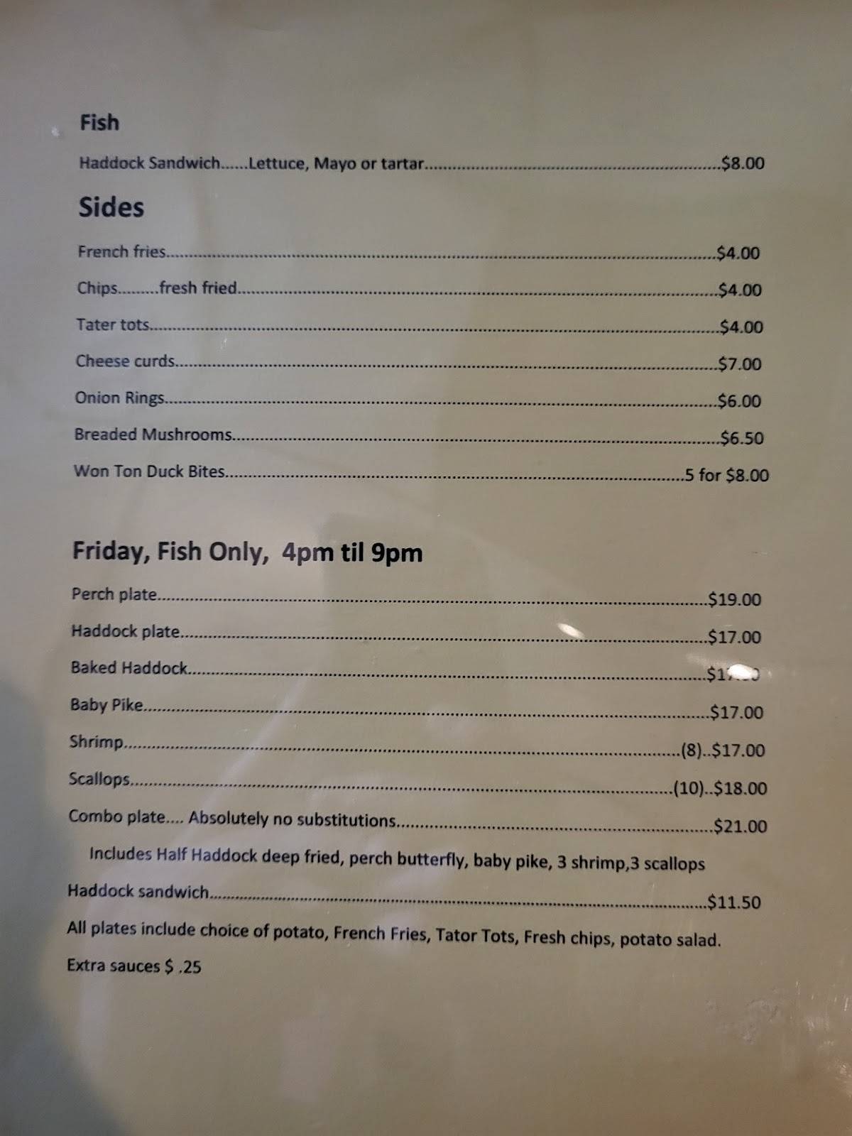 Menu at Scottys Pub, Kaukauna
