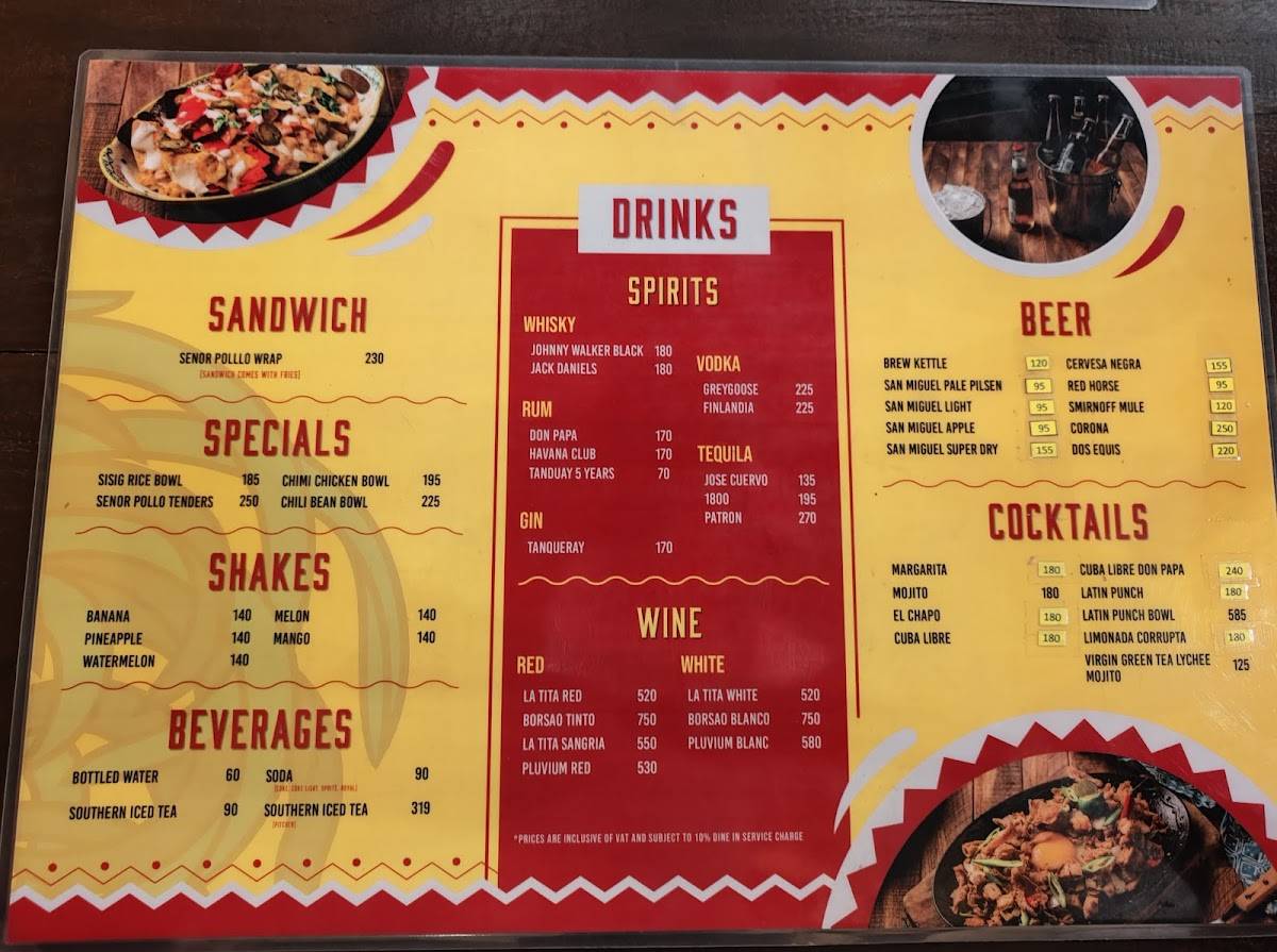 Menu at Señor Pollo - Banawe restaurant, Quezon City