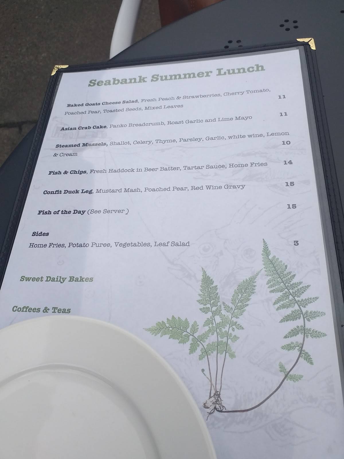 Menu at Seabank Bistro restaurant, Malahide