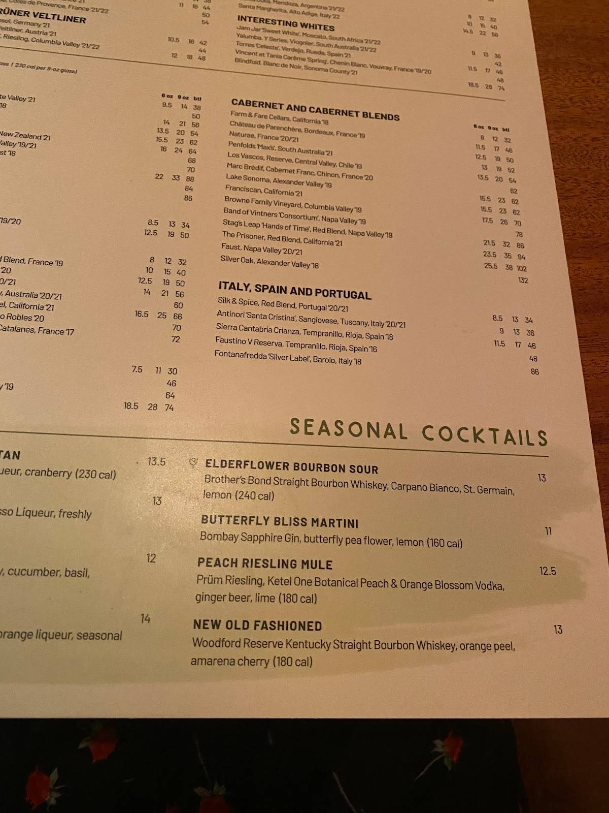 Menu at Seasons 52 pub & bar, Dunwoody, 90 Perimeter Center W