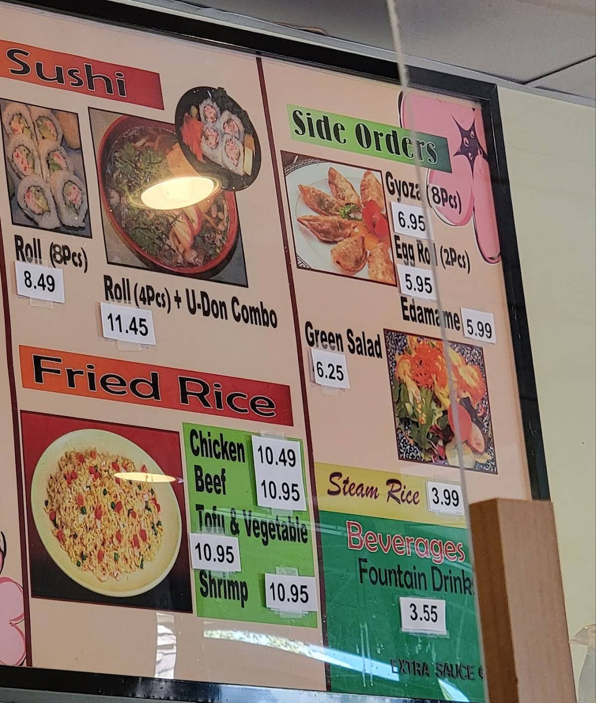 Menu at Seattle's Best Teriyaki restaurant, San Bernardino