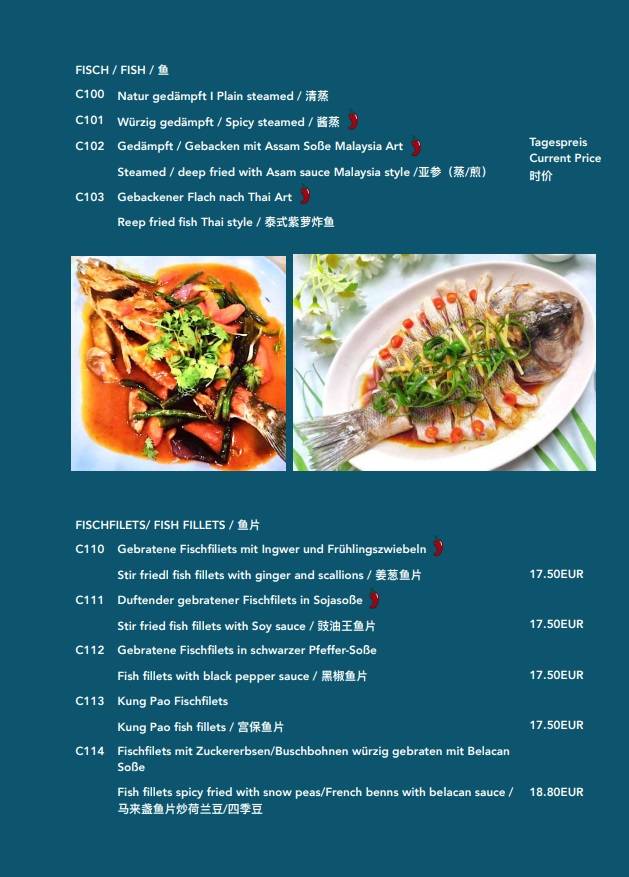 Menu at Selera Malaysian Chinese Restaurant, Frankfurt