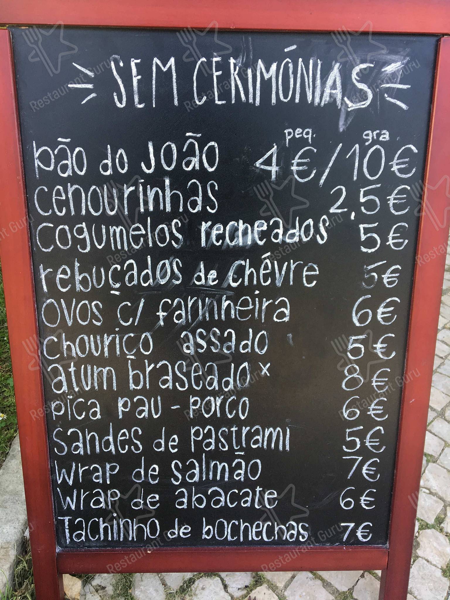 Menu at Sem Cerimónias pub & bar, Lisbon