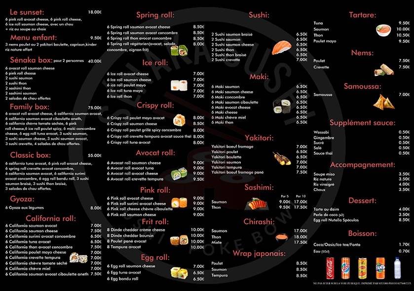 Menu au Sénaka Sushi restaurant, Saint-Romain-de-Colbosc