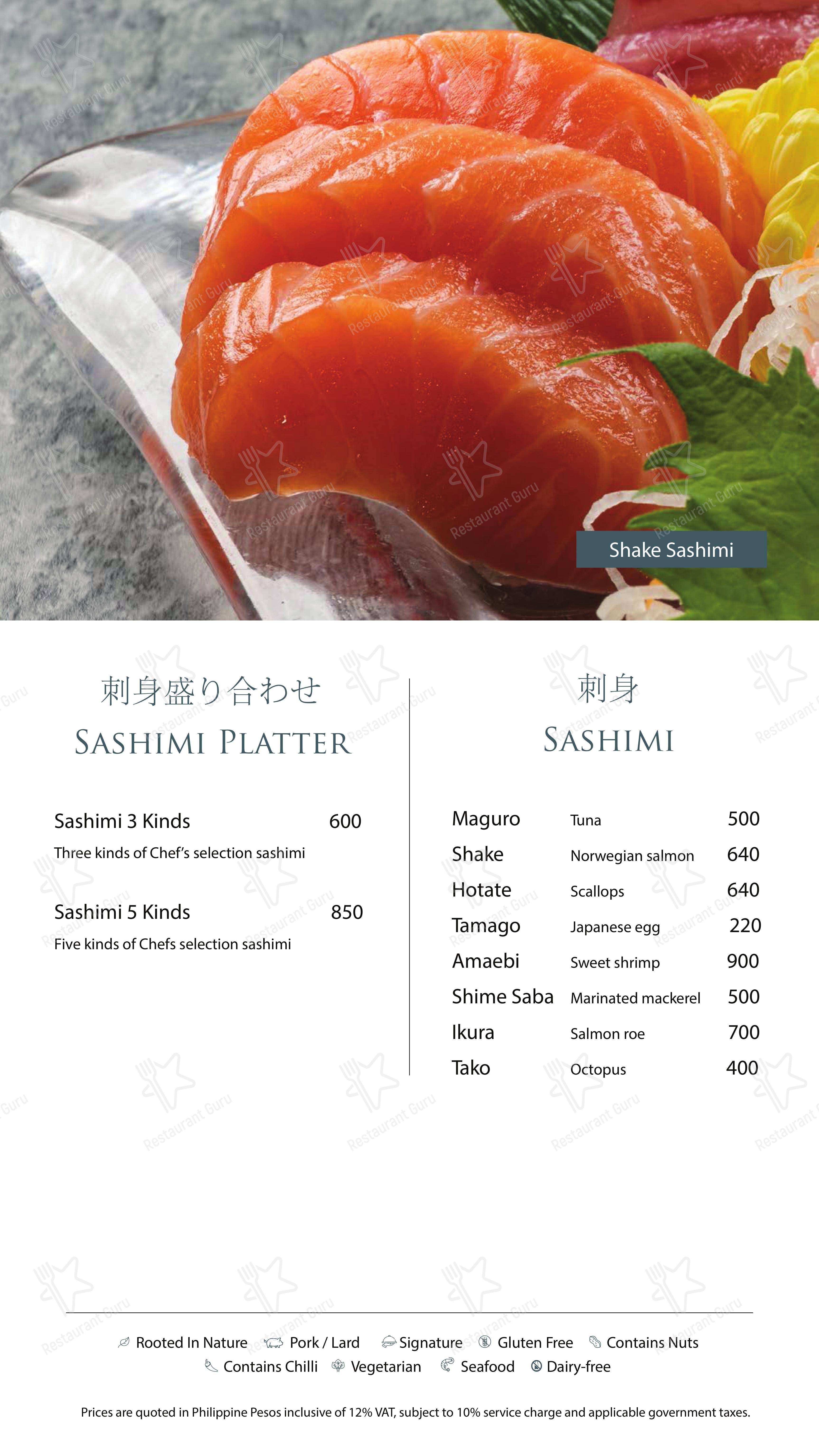 Menu at Senju at Edsa Shangri-La, Manila restaurant, Mandaluyong