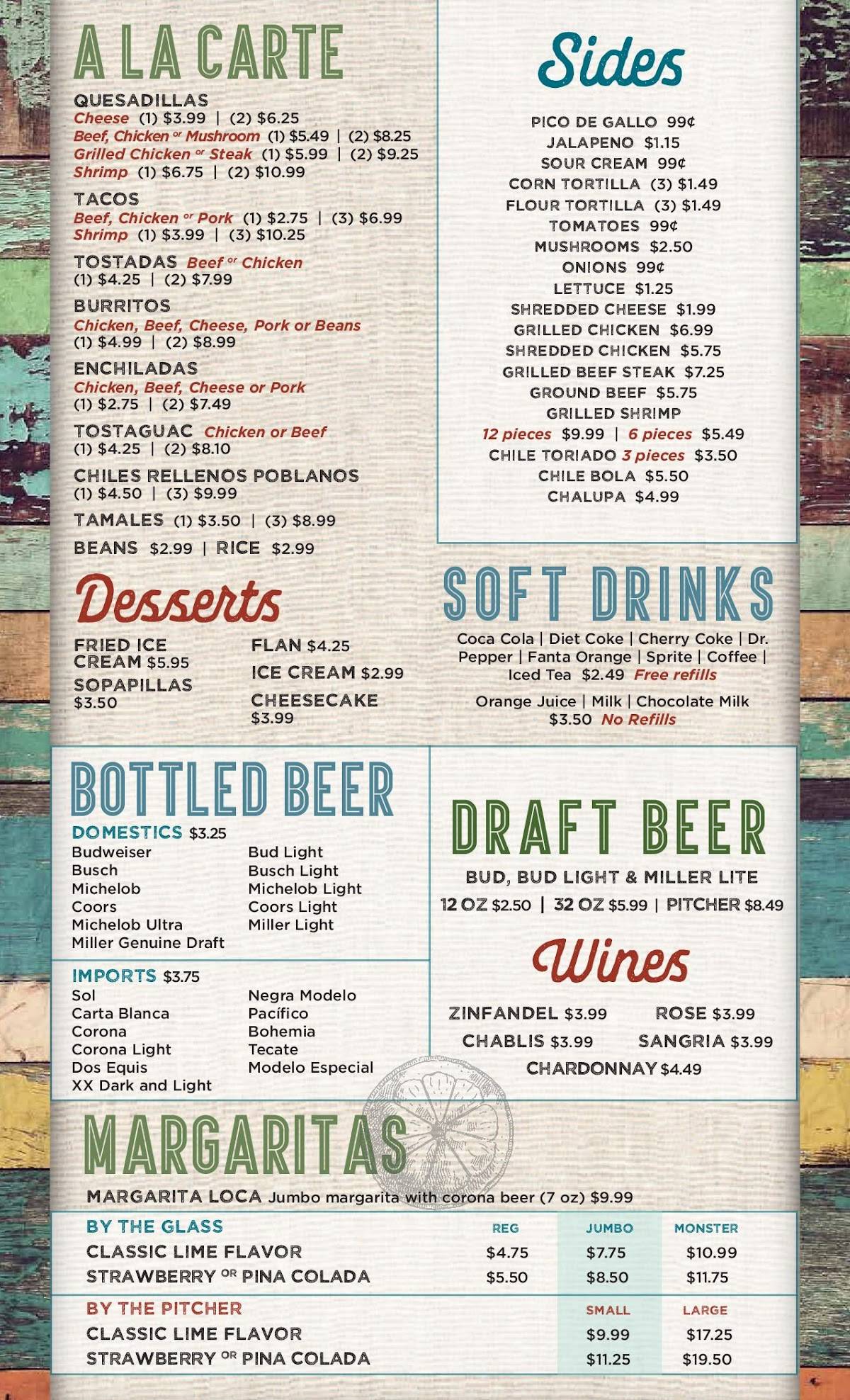 Menu at Señor Barrigas Mexican Restaurant-Mound City, Mound City