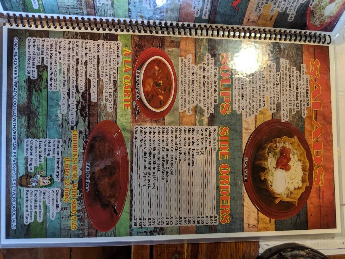 Menu at Señor Barrigas Mexican Restaurant-Mound City, Mound City