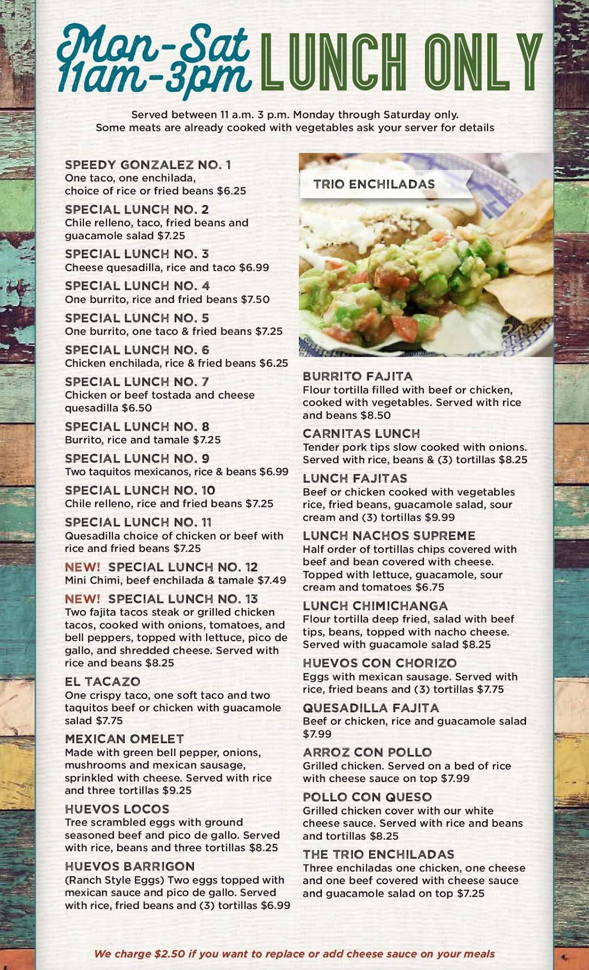 Menu at Señor Barrigas Mexican Restaurant-Mound City, Mound City