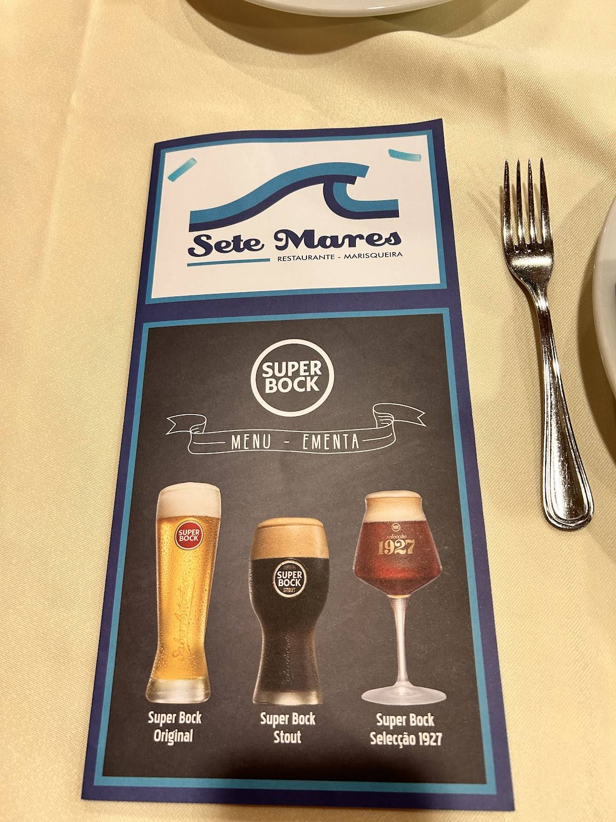Menu em Sete Mares restaurante, Lisboa, Av. Columbano Bordalo Pinheiro 108