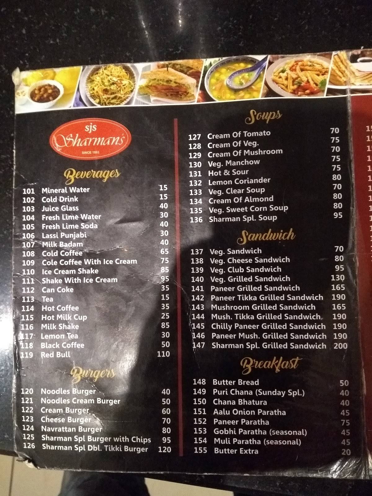 Menu at Sharman Jain Sweets & Restaurant, Nihal Singh Wala, Grain market