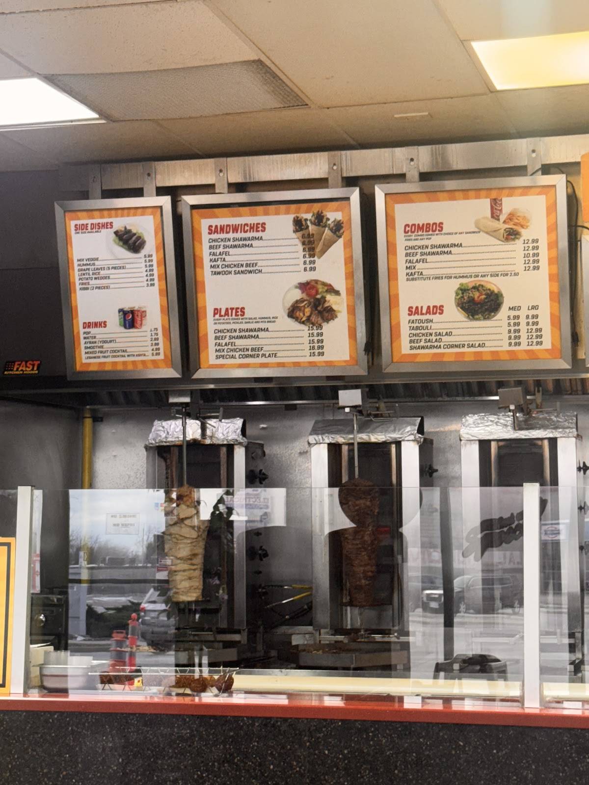 Menu au Shawarma Corner restaurant, Leamington