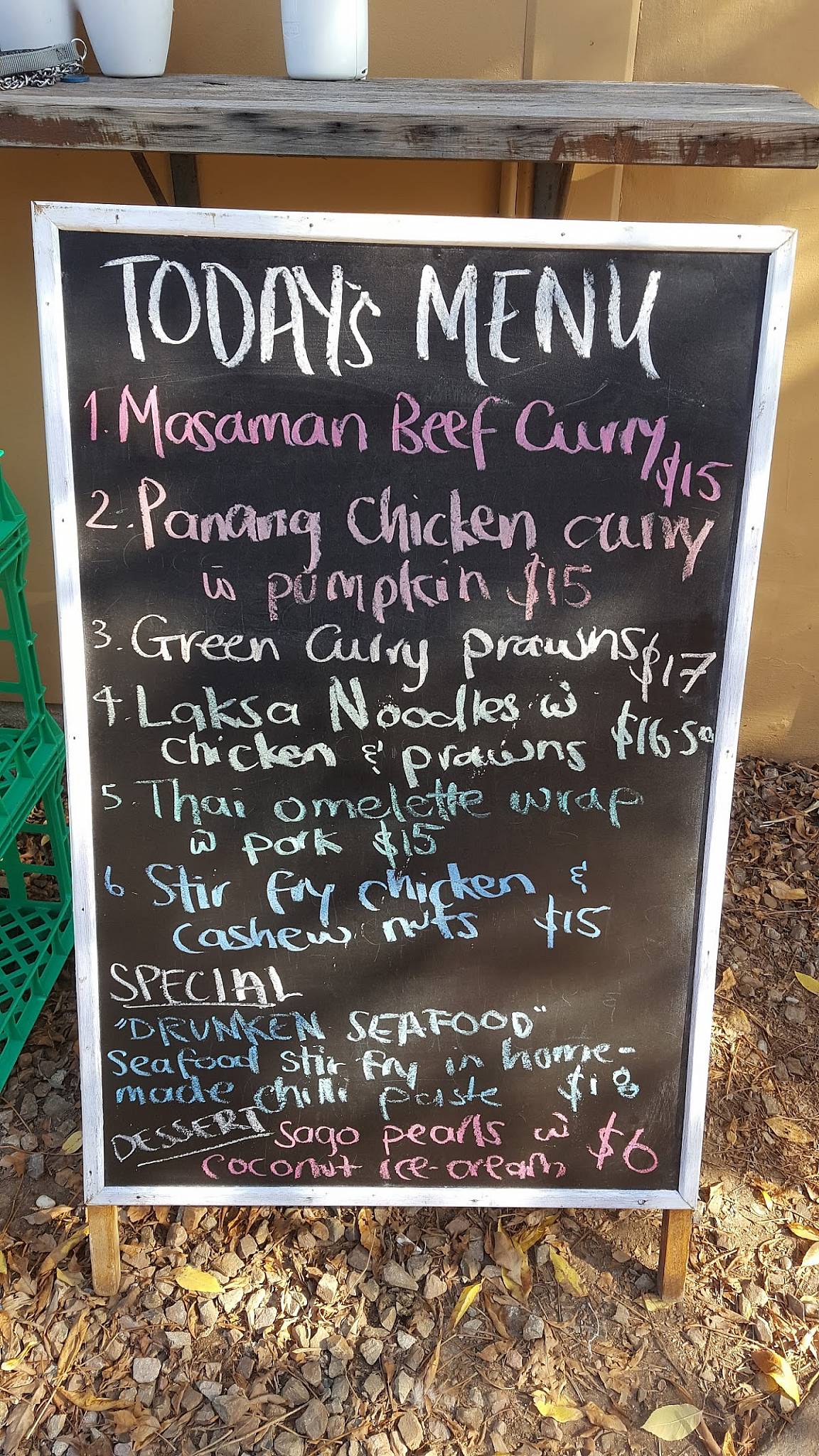 Menu at The Last Straw cafe, Shepparton