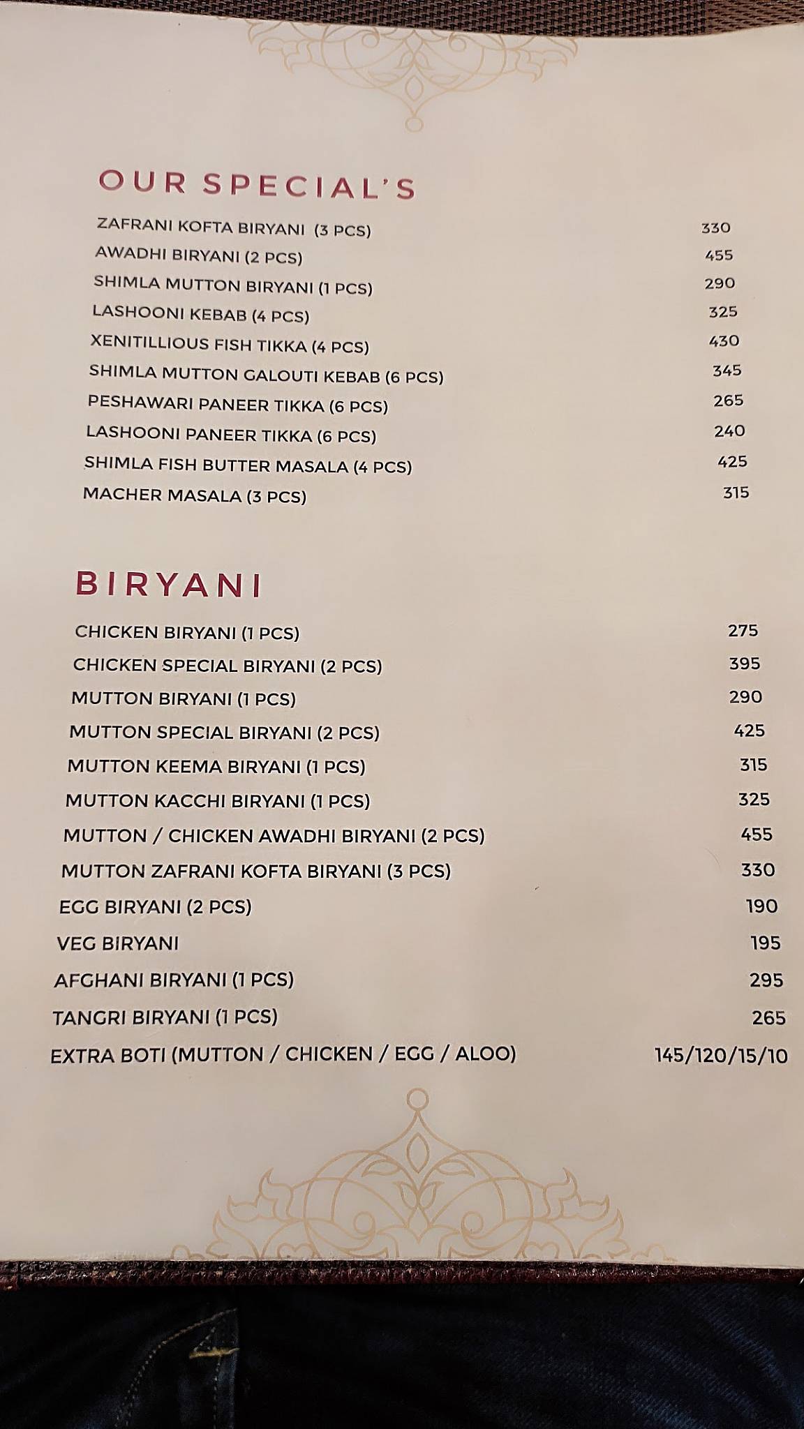 Menu at Shimla Biryani Chinar Park, Kolkata
