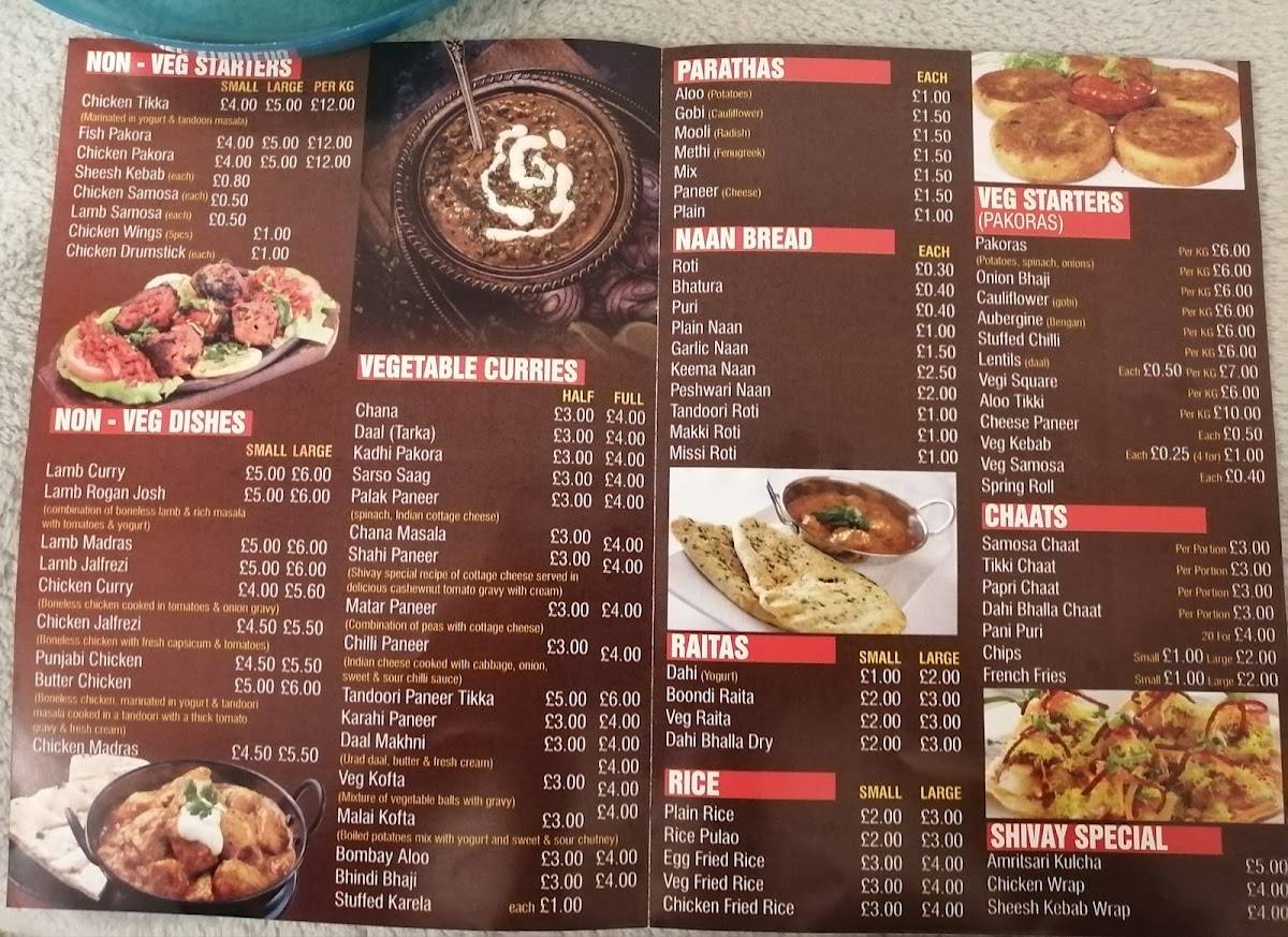 Menu at Shivay Indian Sweets restaurant, Tipton