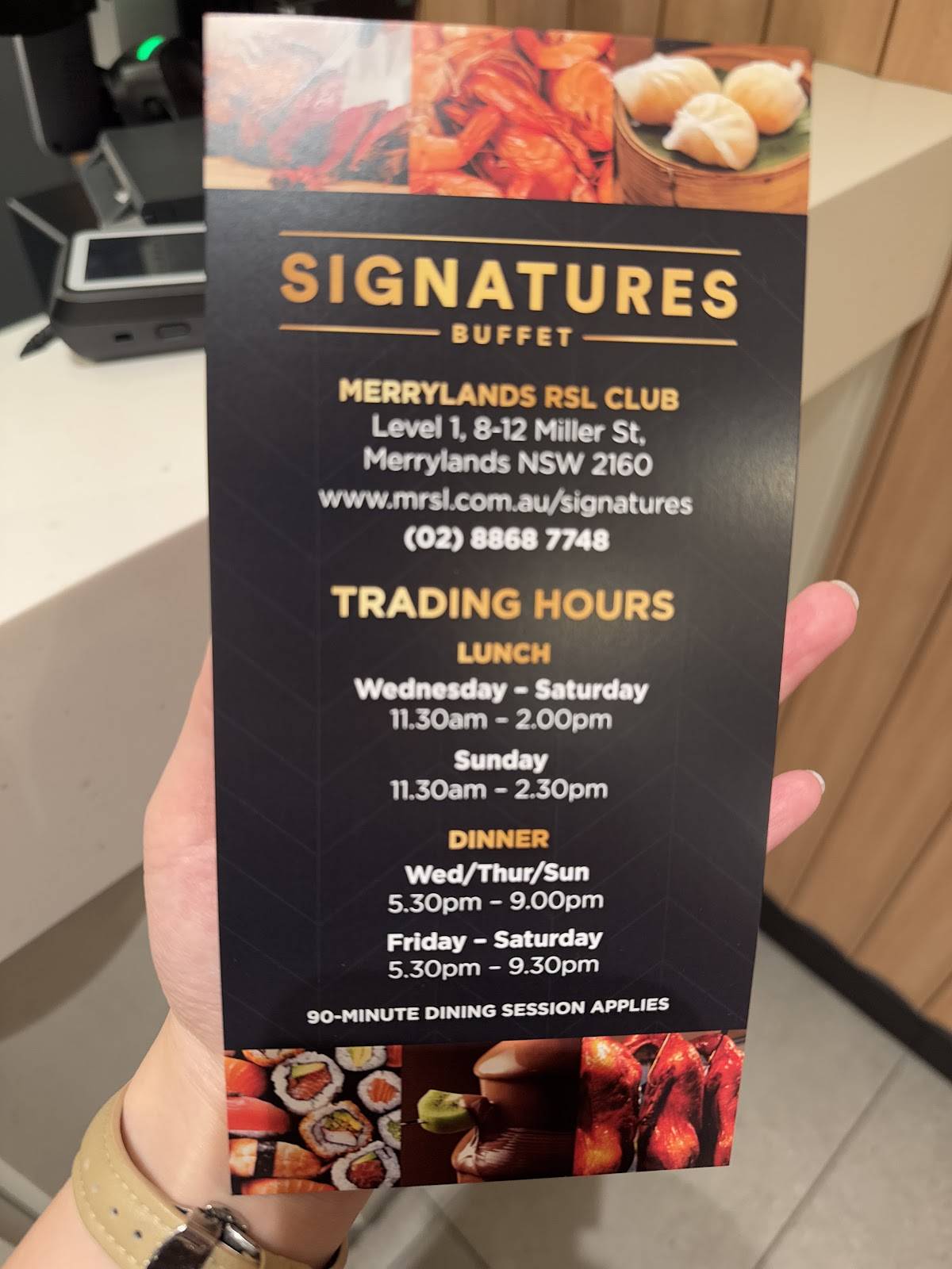 Menu at Signatures Buffet restaurant, Merrylands