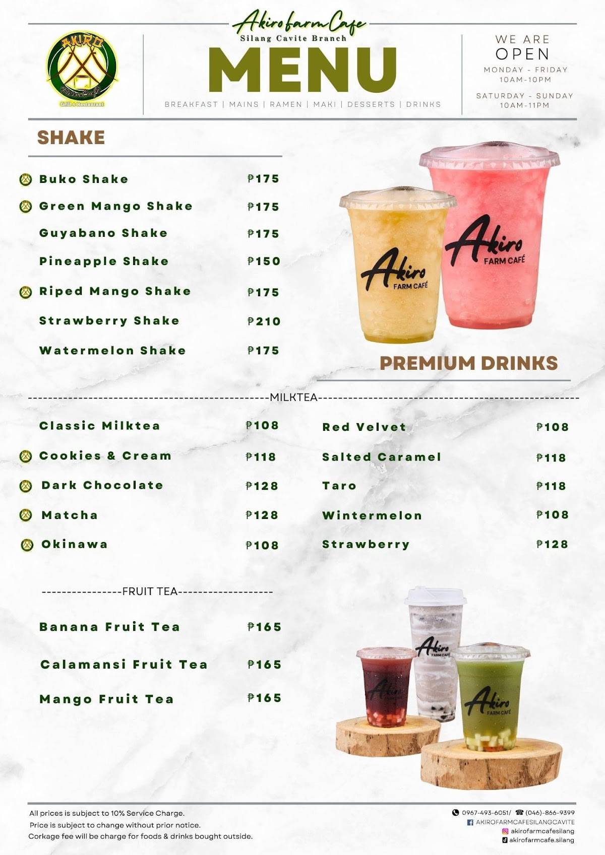 Menu at AKIRO FARM CAFE - SILANG CAVITE, Silang