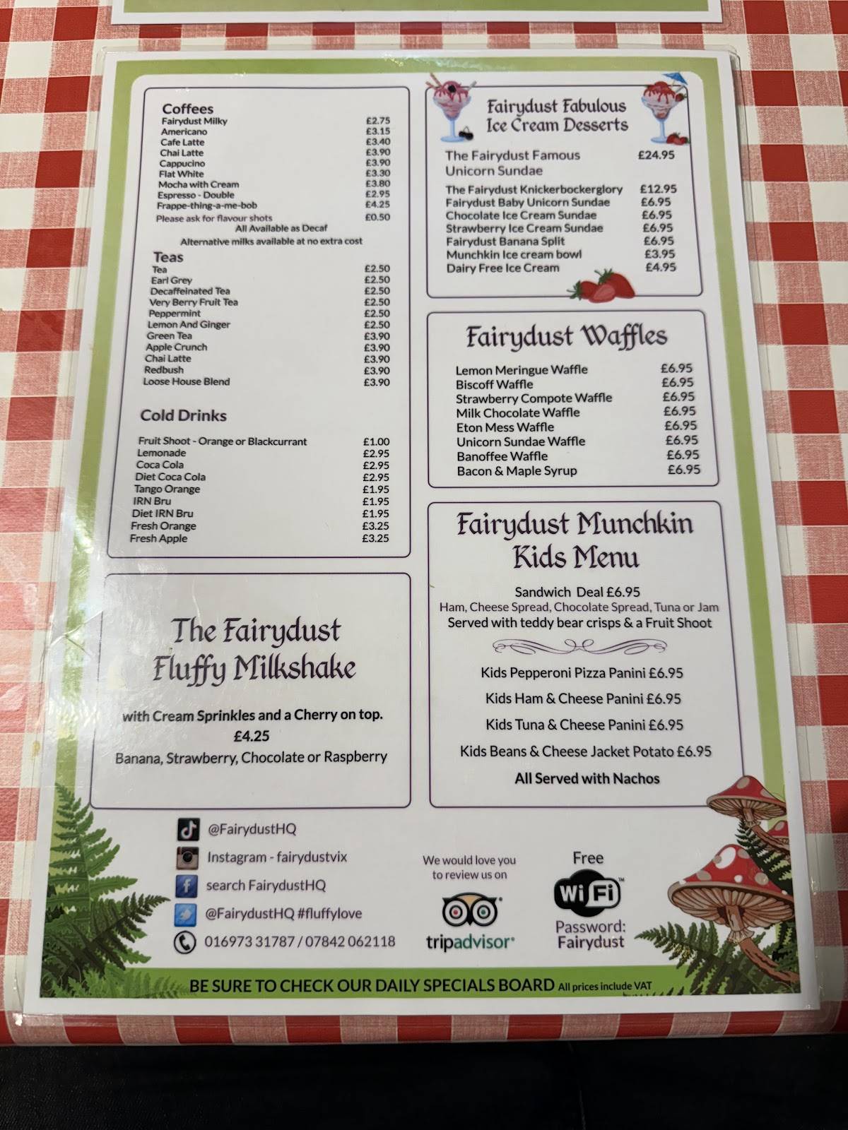 Menu at The Fairydust Emporium Silloth cafe, Silloth