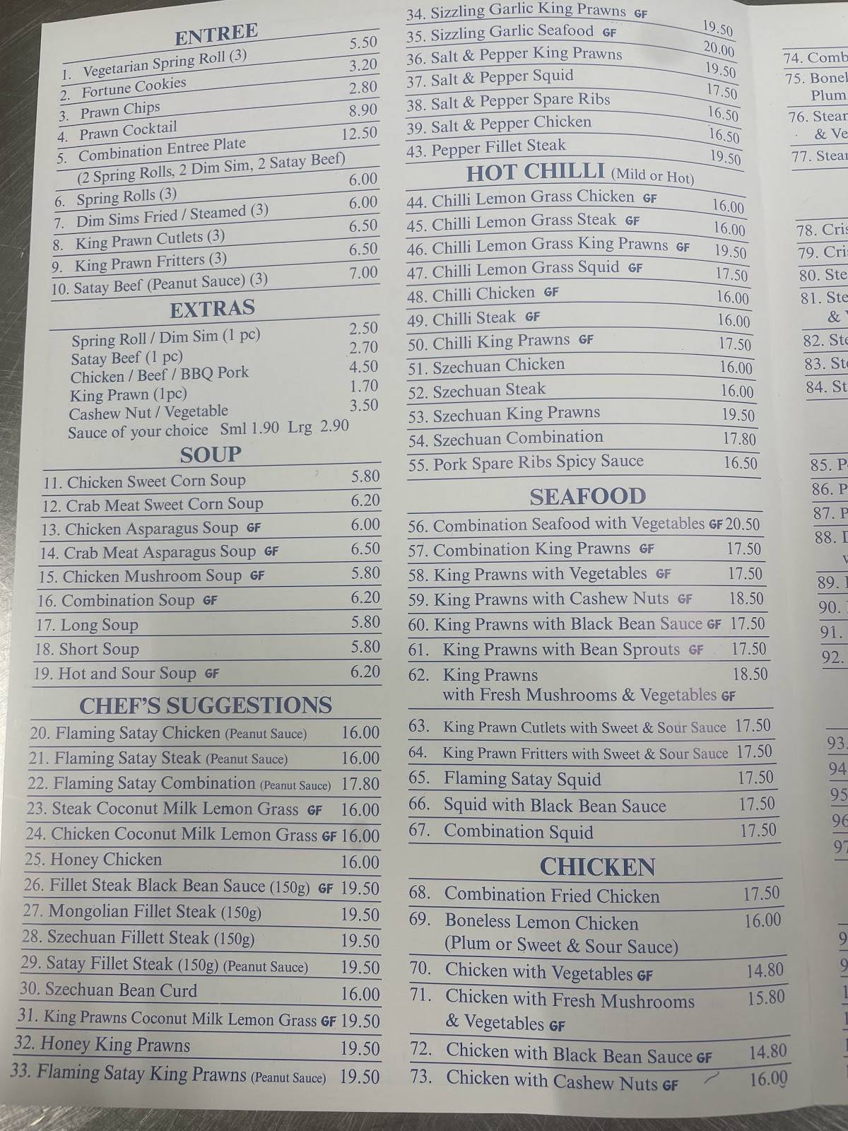 Menu at Silver Dragon Chinese Restaurant, Largs Bay