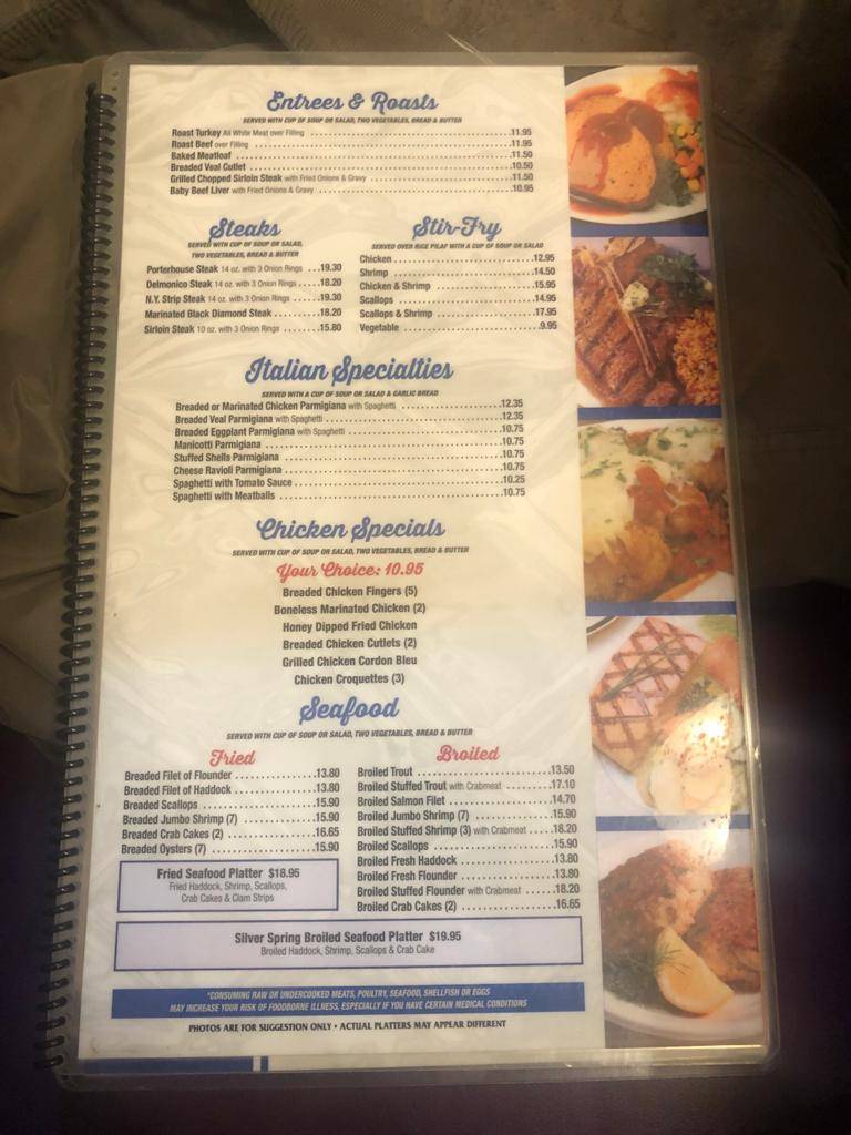 Menu at Silver Spring Diner restaurant, Mechanicsburg